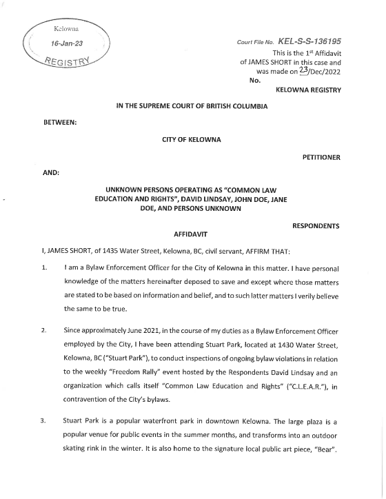 James Short Affidavit - Clearbc.org