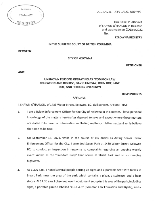 Shawn O'Hanlon Affidavit - Clearbc.org